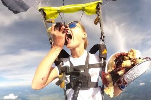 WATCH: This Woman Ate a Pie While Skydiving and Everyone Had the Same ...