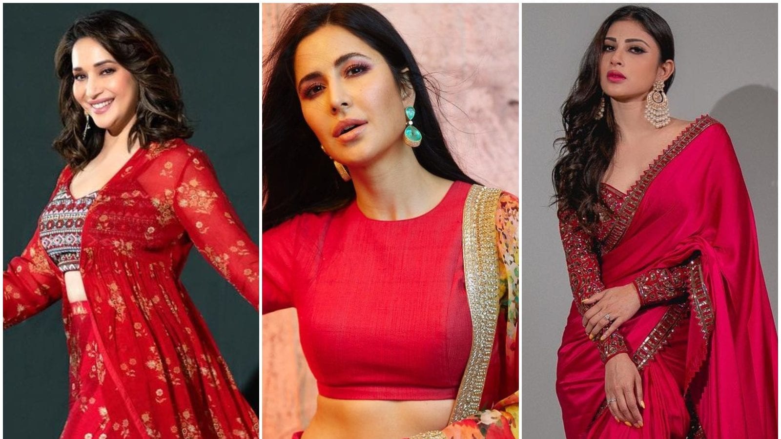 Navratri 2022 Day 2 Colour RED: Nail Ethnic Outfits like Madhuri Dixit ...