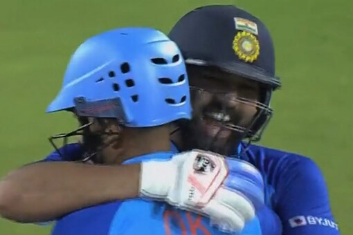 After Grabbing DK's Neck Playfully, Rohit Sharma Hugs The Finisher As India Level Series | WATCH ...