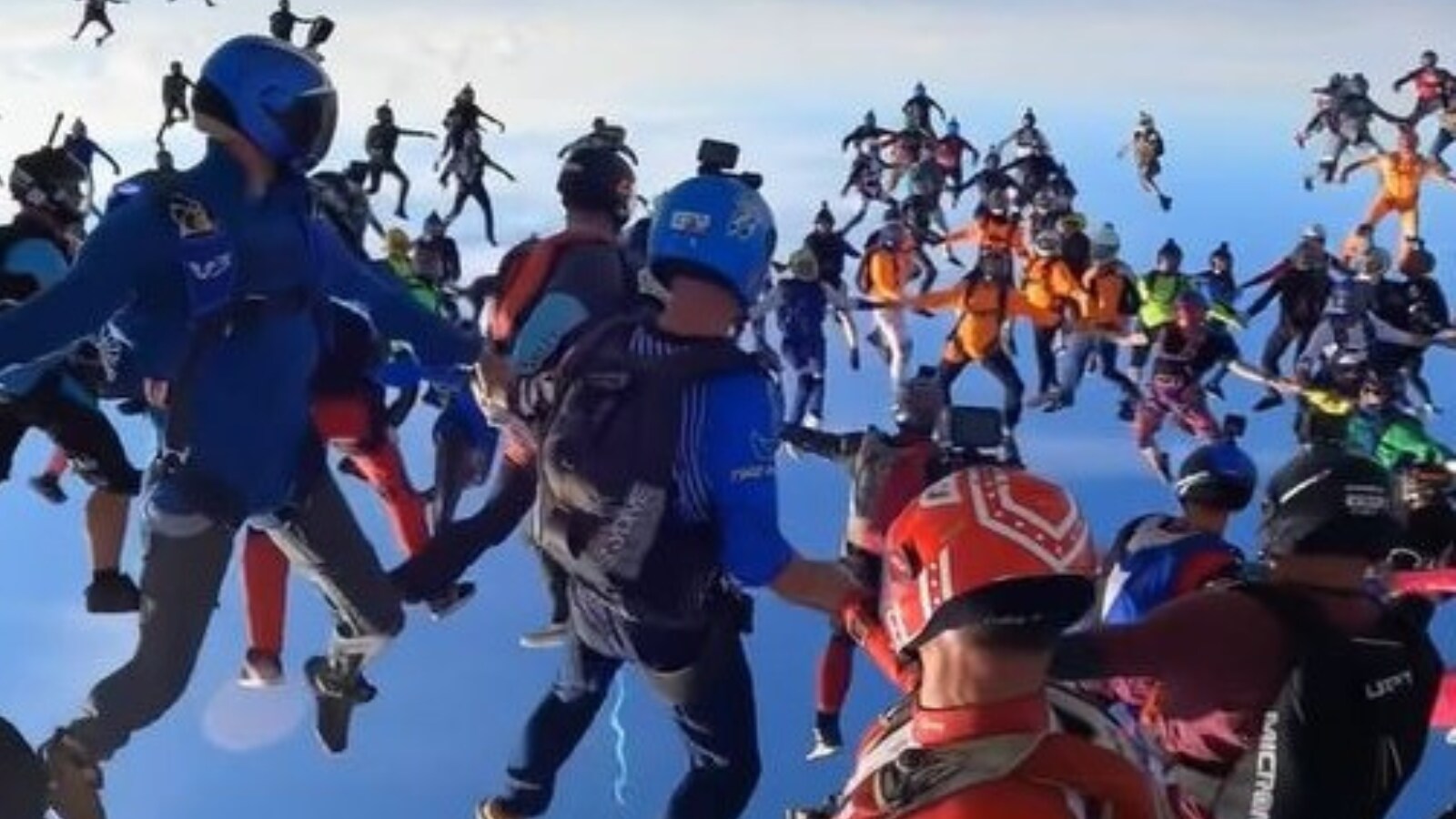 WATCH: 200 Skydivers Wearing Colourful Suits Float in Air, Eye World ...