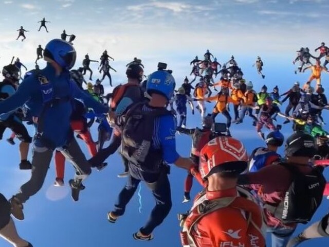 WATCH: 200 Skydivers Wearing Colourful Suits Float in Air, Eye World ...