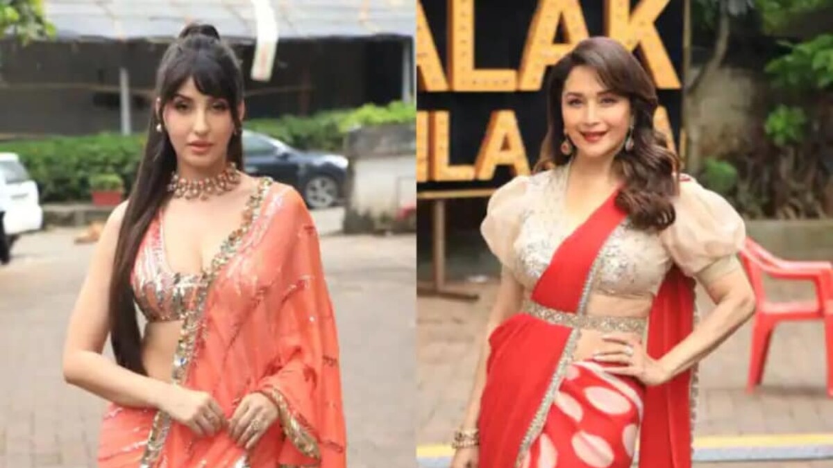 Jhalak Dikhhla Jaa 10: Madhuri Dixit, Nora Fatehi Look Stunning in Retro-Themed Sarees - News18