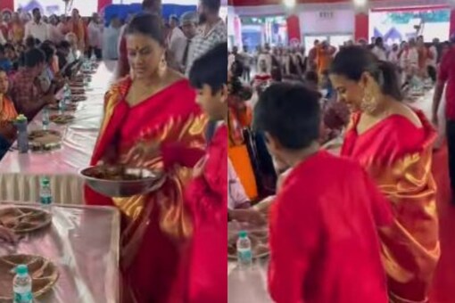 Proud Mom Kajol Posts Video Of Son Yug Devgn As He Serves Food At Durga