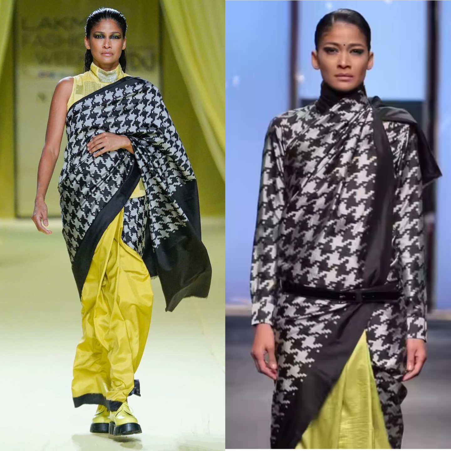 Abraham and Thakore Bring the Iconic Ikat Silk Houndstooth Saree Back ...