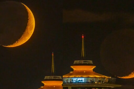 'Breathtaking': Time Lapse Video Captures Crescent Moon Setting Behind ...