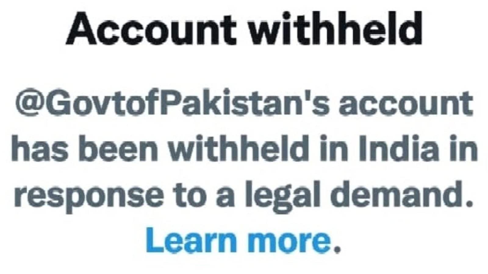 Pakistani Government's Twitter Account Withheld in India Due to 'Legal ...