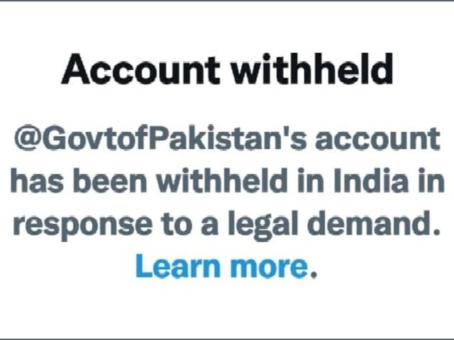 Pakistani Government's Twitter Account Withheld in India Due to 'Legal ...