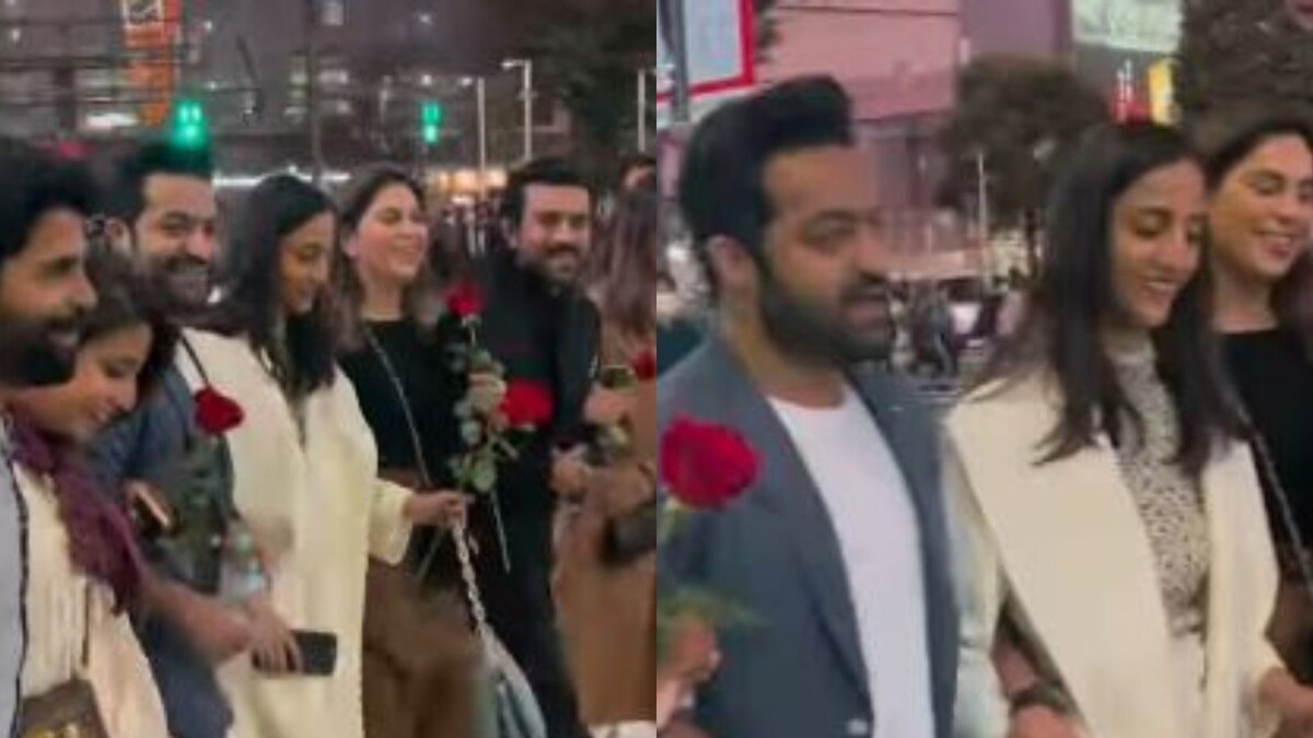 RRR Duo Ram Charan and Jr NTR Walk Hand-In-Hand With Their Better ...