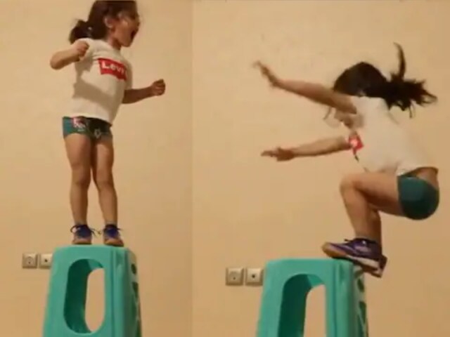 Viral Video of Girl Attempting to Jump on Stool, Not Giving Up Has ...