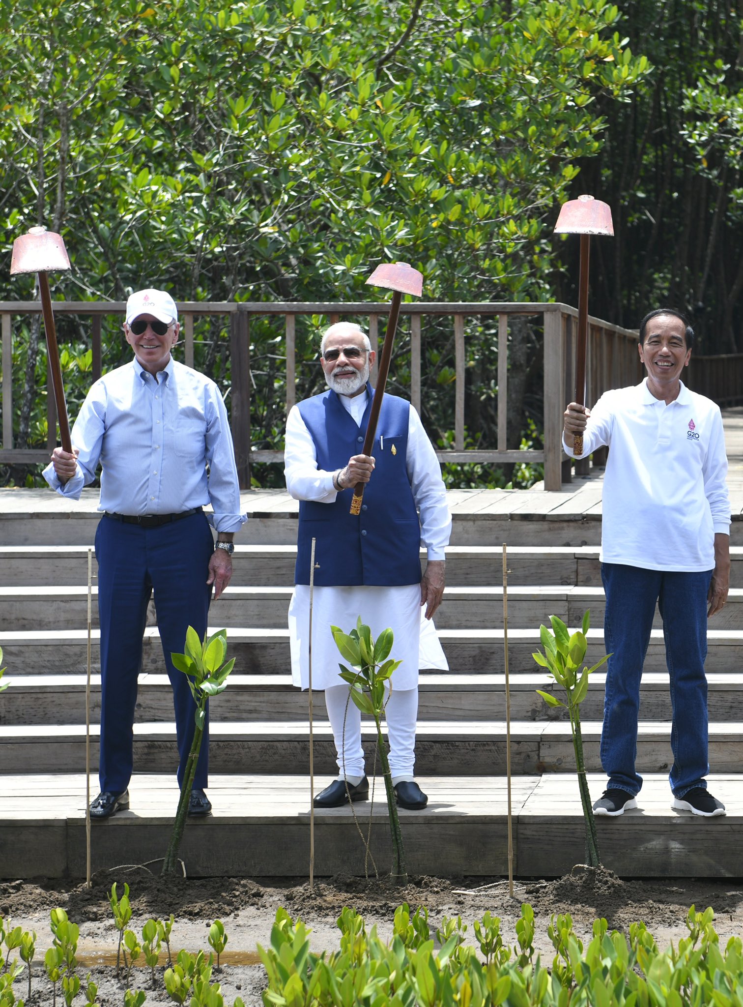 PM Modi Visits Mangrove Forest, Plants Trees with Other World Leaders ...