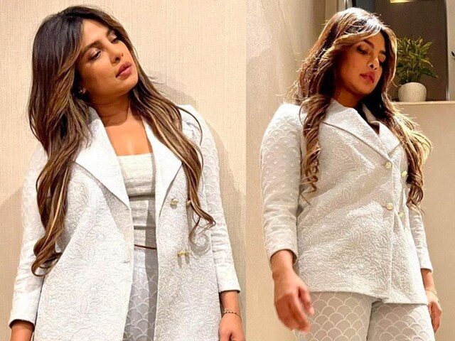 Priyanka Chopra Looks Stunning in Blue Chikankari Pant-Suit; See Pics ...