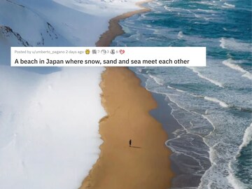 Magnificent Image of Japanese Beach Where Snow, Sand And Sea Meet Goes ...