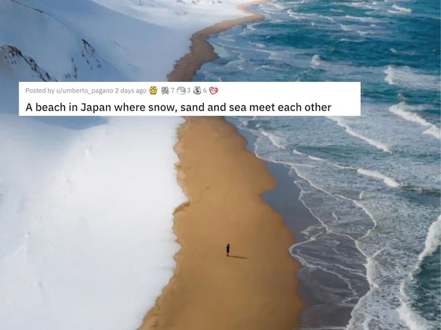 Magnificent Image of Japanese Beach Where Snow, Sand And Sea Meet Goes Viral - News18