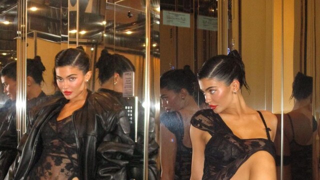 Kylie Jenner Oozes Oomph In Sheer Black Dress, Strikes Sensuous Poses ...