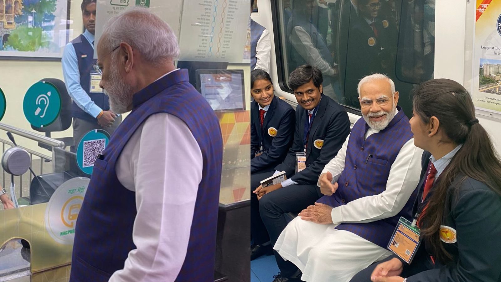 On Board the Nagpur Metro: PM Modi Buys Ticket, Interacts with Students ...