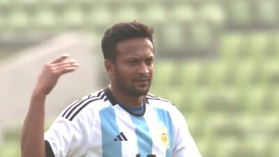 Watch: Shakib Al Hasan Plays Football With Teammates Wearing Lionel ...