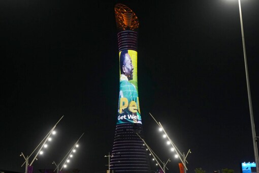 2022 FIFA World Cup: Pele's Image Displayed on Torch Tower at Stadium ...
