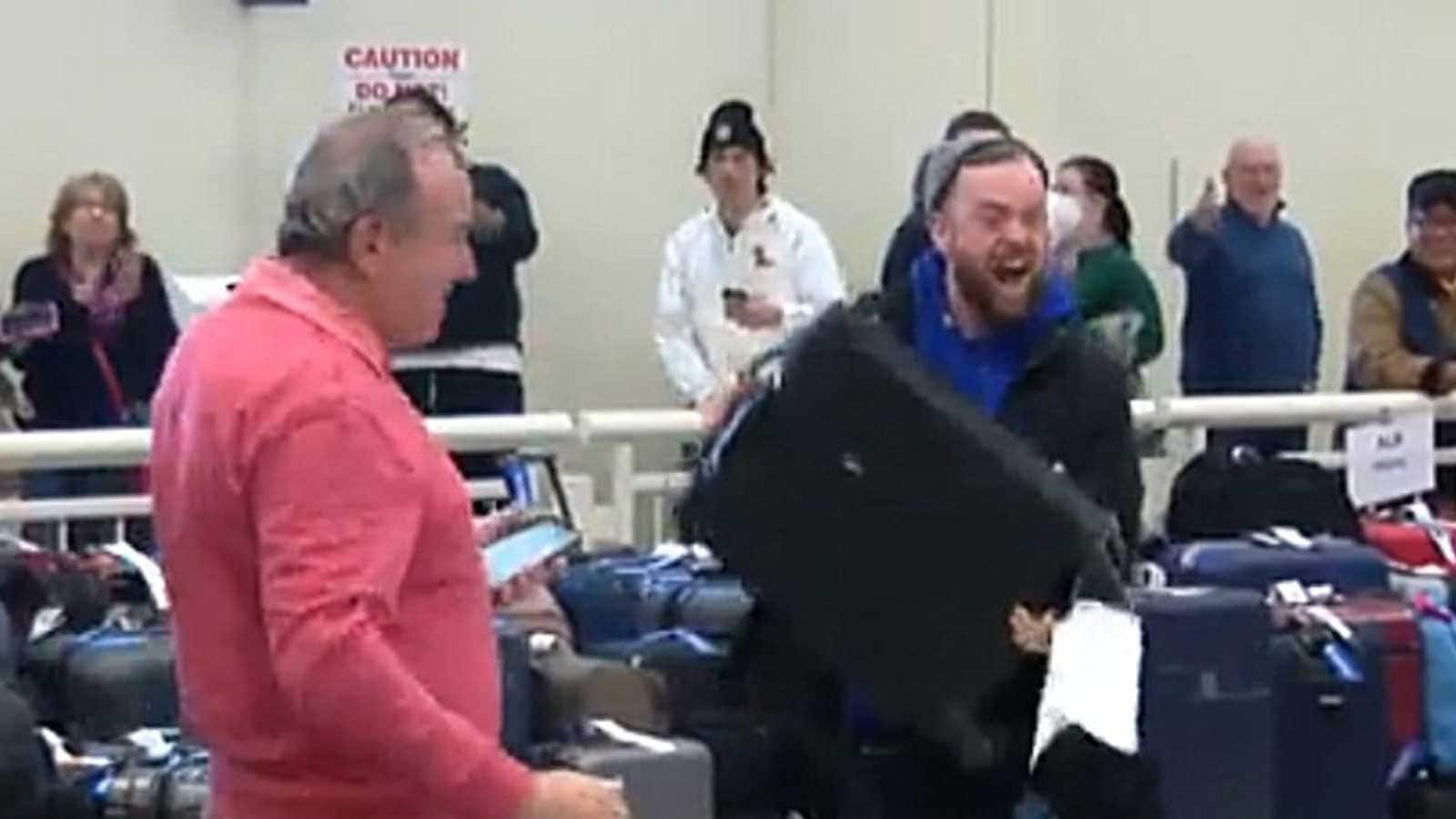 After Two Cancelled Flights Man Is Super Happy To Get His Luggage Back