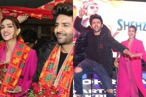 Kartik Aaryan, Kriti Sanon Dance To The Tunes of Dhol As They Promote Shehzada In Punjab; Watch ...