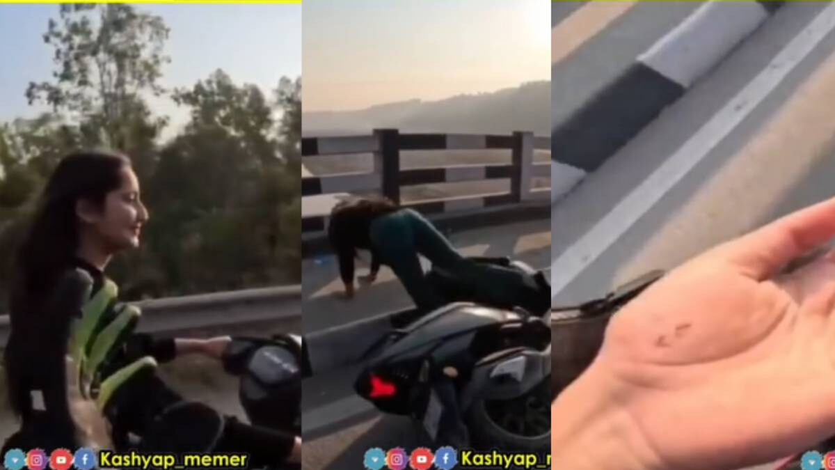 Woman Falls Off Scooty On A Busy Road. Internet Asks 'Where's Helmet ...