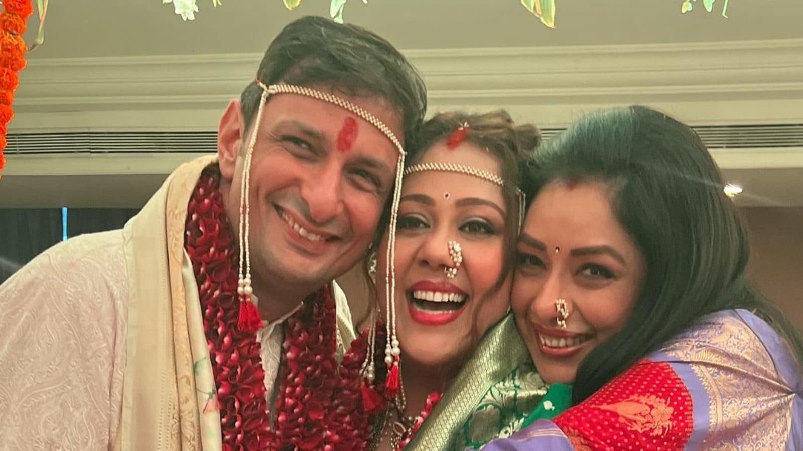 Rupali Ganguly Gives a Tight Hug To Newlyweds Rushad Rana-Ketaki ...