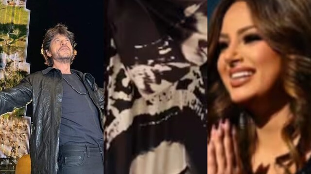SRK Grooves to Jhoome Jo Pathaan In Dubai, Harnaaz's Gown Pays Tribute ...