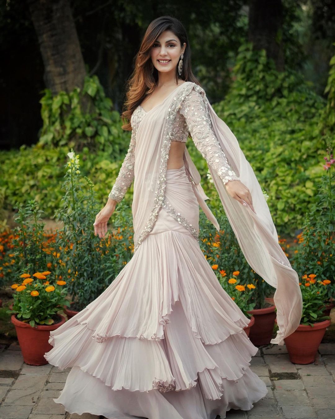 Rhea Chakraborty In Blush Ruffle Saree Is A Sight For Sore Eyes, See ...