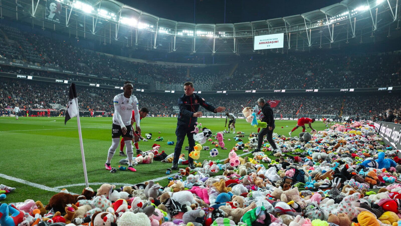 Turkish Football Fans Shower Football Pitch With Toys and Anti ...