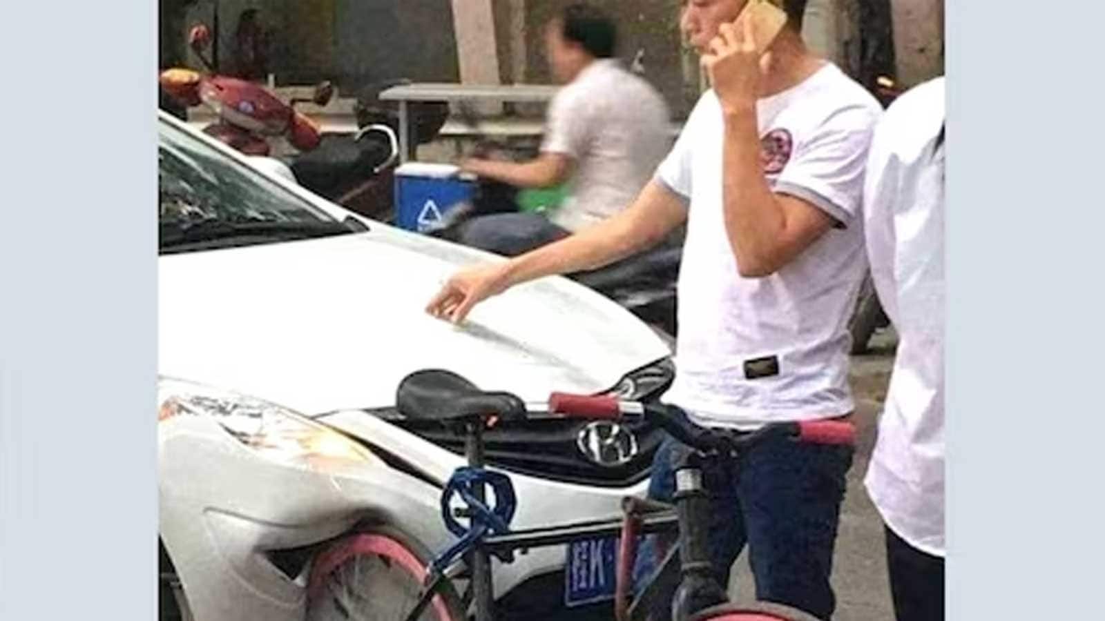 Image Showing Damaged Car After Collision With Bicycle Creates Buzz On ...