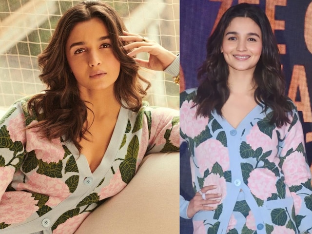 Alia Bhatt Blooms With Charm in a Floral Knit Cardigan and Mini Skirt ...