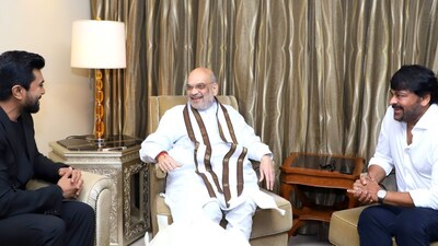 RRR Star Ram Charan, Father Chiranjeevi Meet Home Minister Amit Shah ...