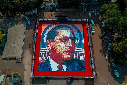 Ambedkar's Portrait Made Using 18,000 Notebooks in Mosaic Art Form - News18