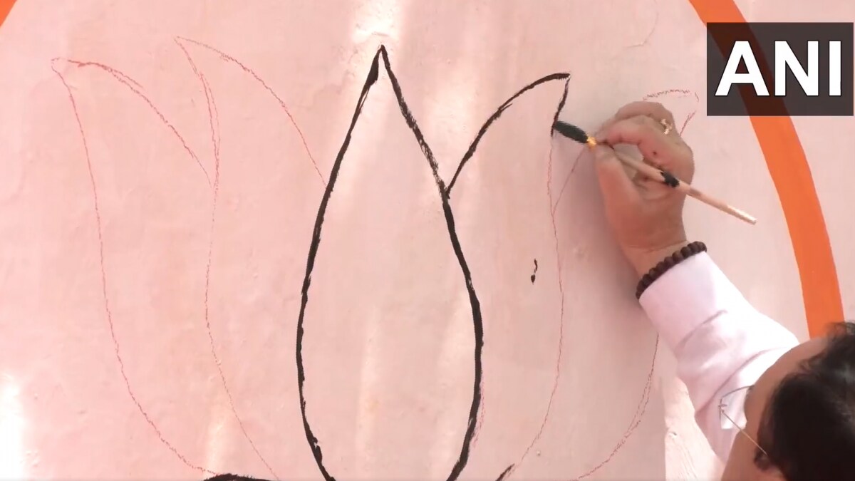 WATCH Nadda Paint a Wall as BJP Preps for Comeback in 2024; Wall ...