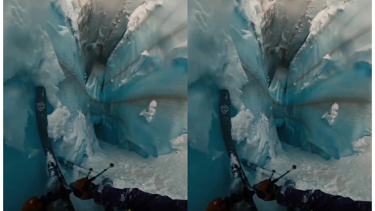 Skier Falls Into 50 Feet Deep Crack And Lives To Tell The Tale | Viral ...