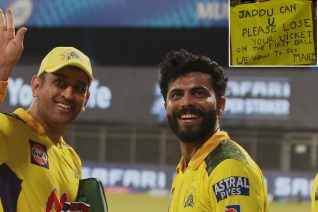 CSK Fan Poster Asking Jadeja to Get Dismissed Only to See Dhoni Bat ...