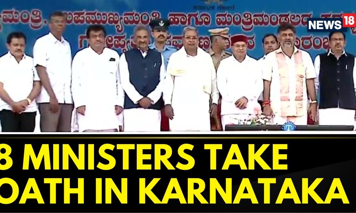 Karnataka CM Siddaramaiah, Deputy CM DKShivakumar Along With 8 Ministers Take Oath | Karnataka ...