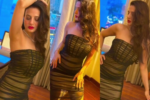 Sexy Ameesha Patel Looks Smoking Hot In A Sheer Thigh High Slit Dress