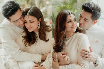 It's Official! Raghav Chadha Tightly Hugs Parineeti Chopra In Their Engagement Pictures - News18