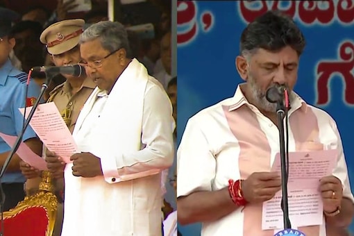 Siddaramaiah Becomes Karnataka's New CM, Shivakumar Takes Oath As His Deputy - News18