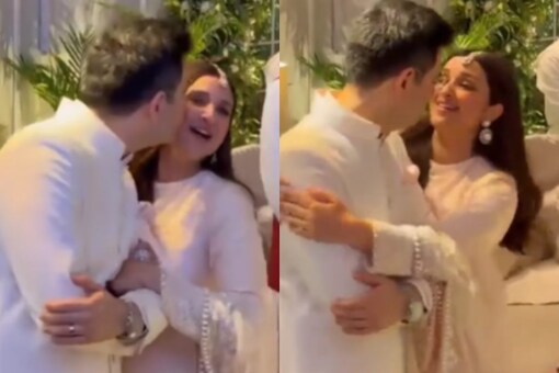 Raghav Chadha Kisses Parineeti Chopra as She Sings Mahi at Engagement, Fans Say 'He Is So in ...