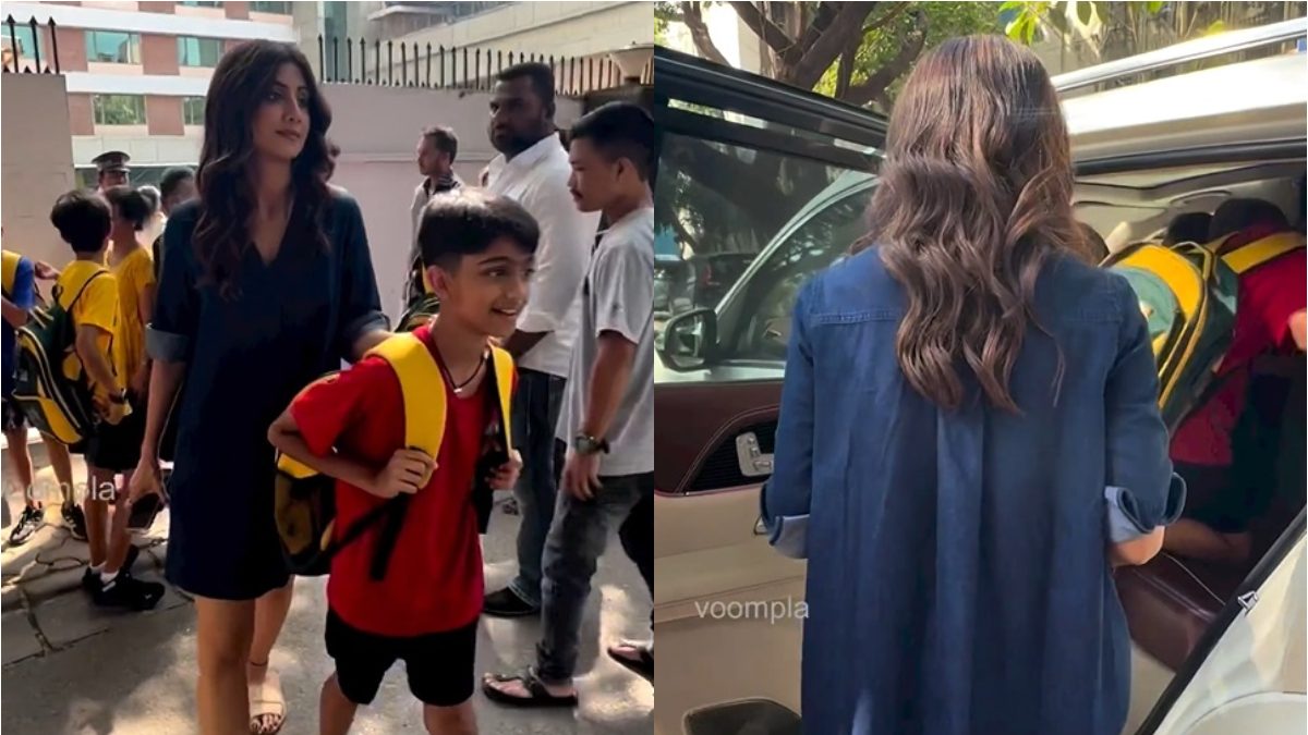 Shilpa Shetty Looks Chic In Short Denim Dress As She Comes To Pick Her ...