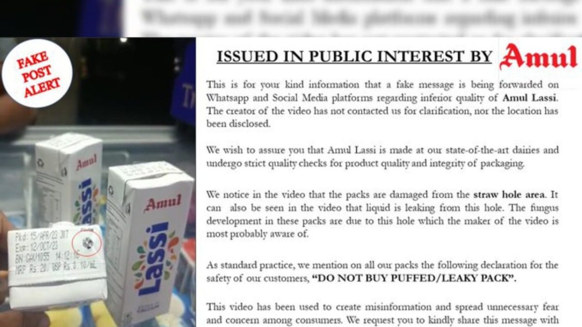 Viral Video Shows Fungus In Lassi Pack, Amul Calls It 'Fake' | Viral ...