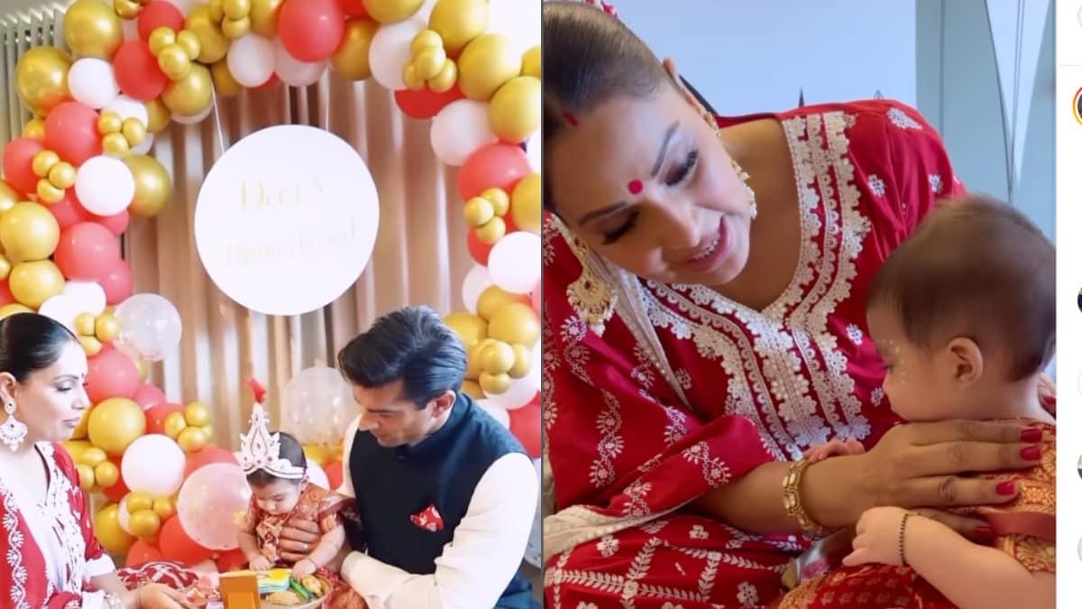 Bipasha Basu’s Daughter Devi Looks Cute In Benarasi Saree For Her ...