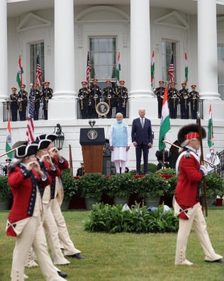 Grand Reception for PM Modi as He Arrives at White House, Military Gun ...