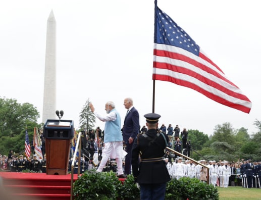 Grand Reception for PM Modi as He Arrives at White House, Military Gun ...