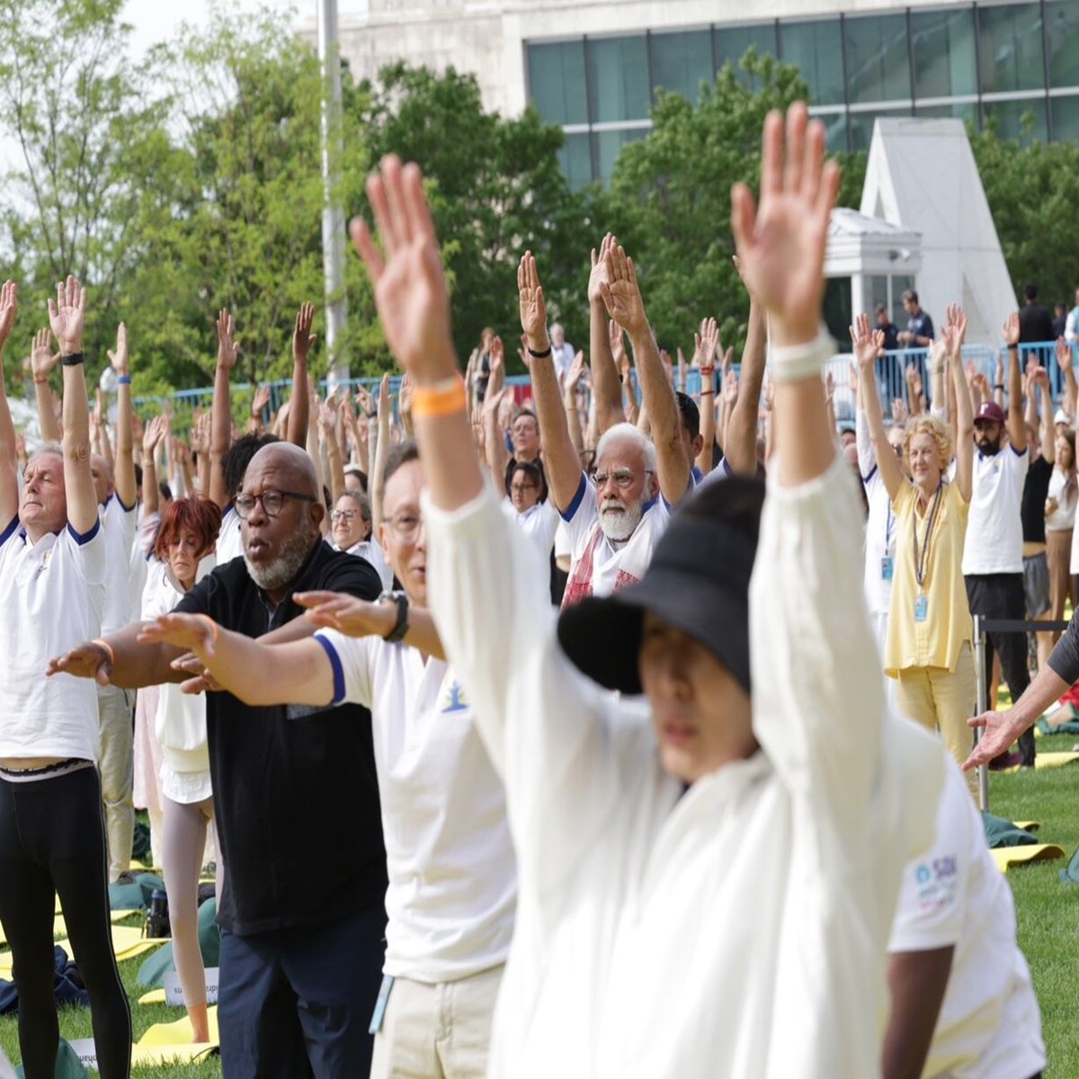 'Namaste': With Yellow Mats, White T-shirts, Hundreds Join PM Modi In ...