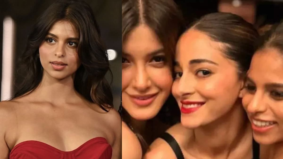 Suhana Khan Looks Stunning In A Red Strapless Gown Bffs Ananya Panday
