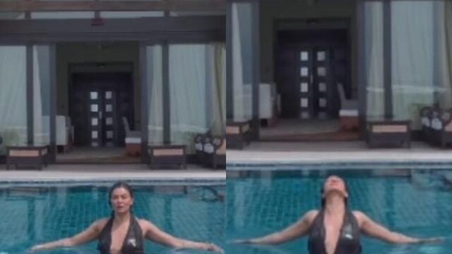 Sushmita Sen Dons Plunging Monokini, Takes a Dip In Pool During Exotic Vacay; Shares Sexy Video ...