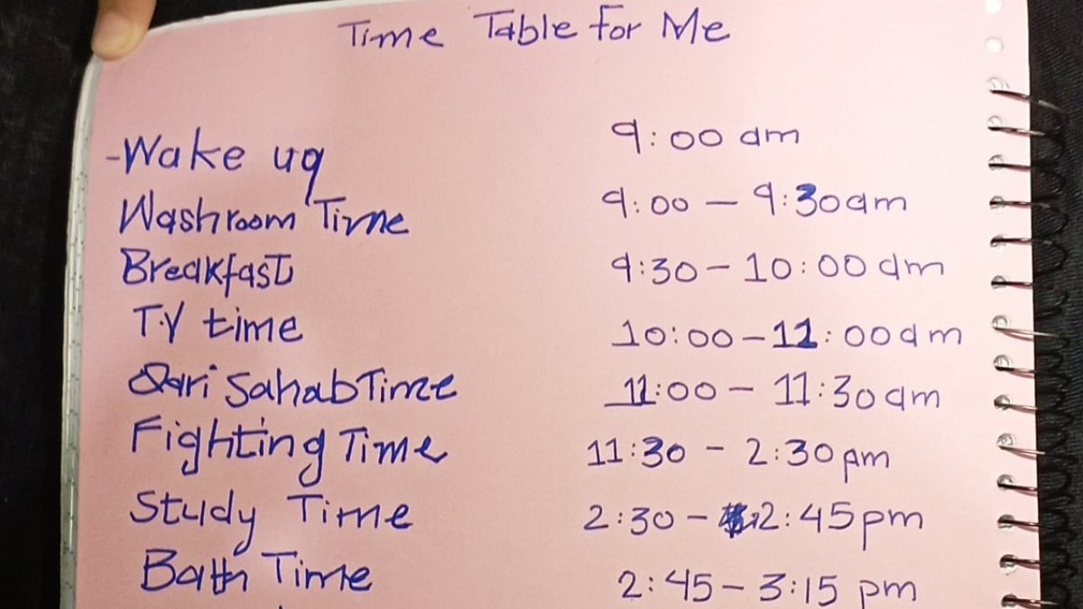 '3 Hours Of Fighting': This 6-Year-Old's Time Table Is Simply Adorable ...