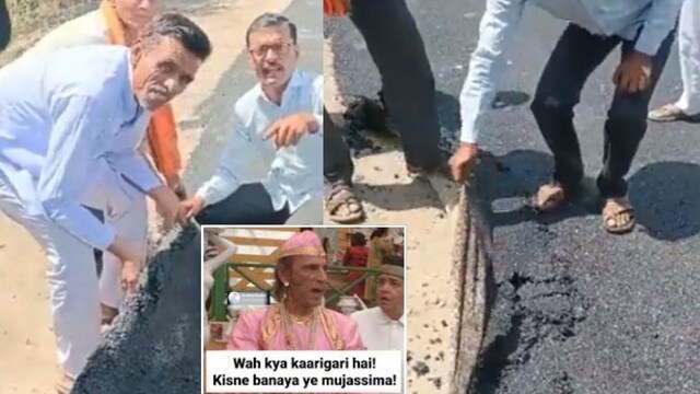 Maharashtra Villagers Exposing Poor-quality Road By Lifting it Like a ...